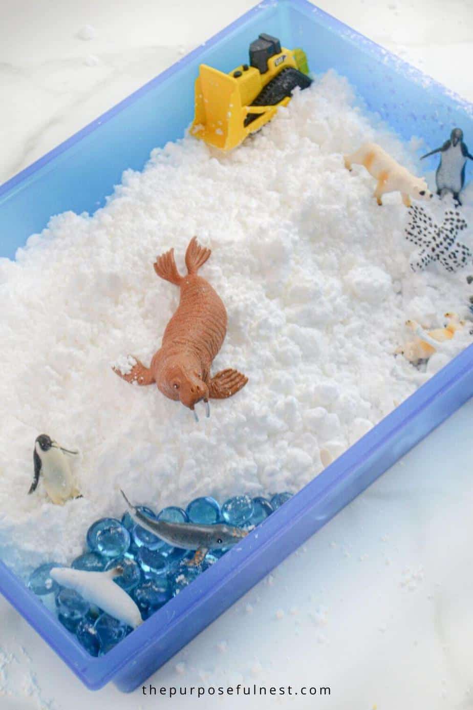 How To Make Fake Snow For Pretend Play The Purposeful Nest How To Make Fake Snow For Pretend Play The Purposeful Nest