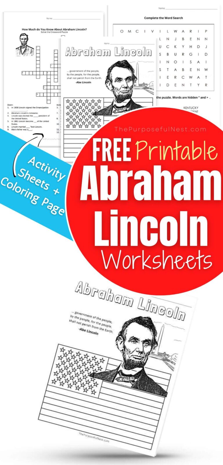 Free Printable Abraham Lincoln Worksheets - The Purposeful Nest
