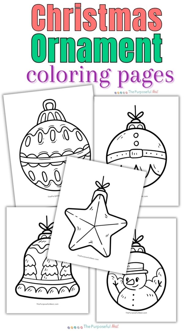 Christmas Ornament Coloring Pages Freebie - The Purposeful Nest