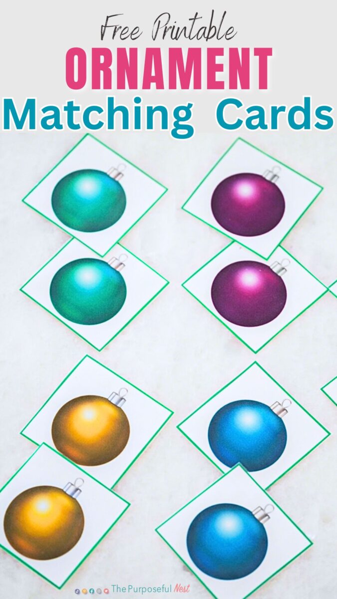 Christmas Ornament Matching Cards | Free - The Purposeful Nest