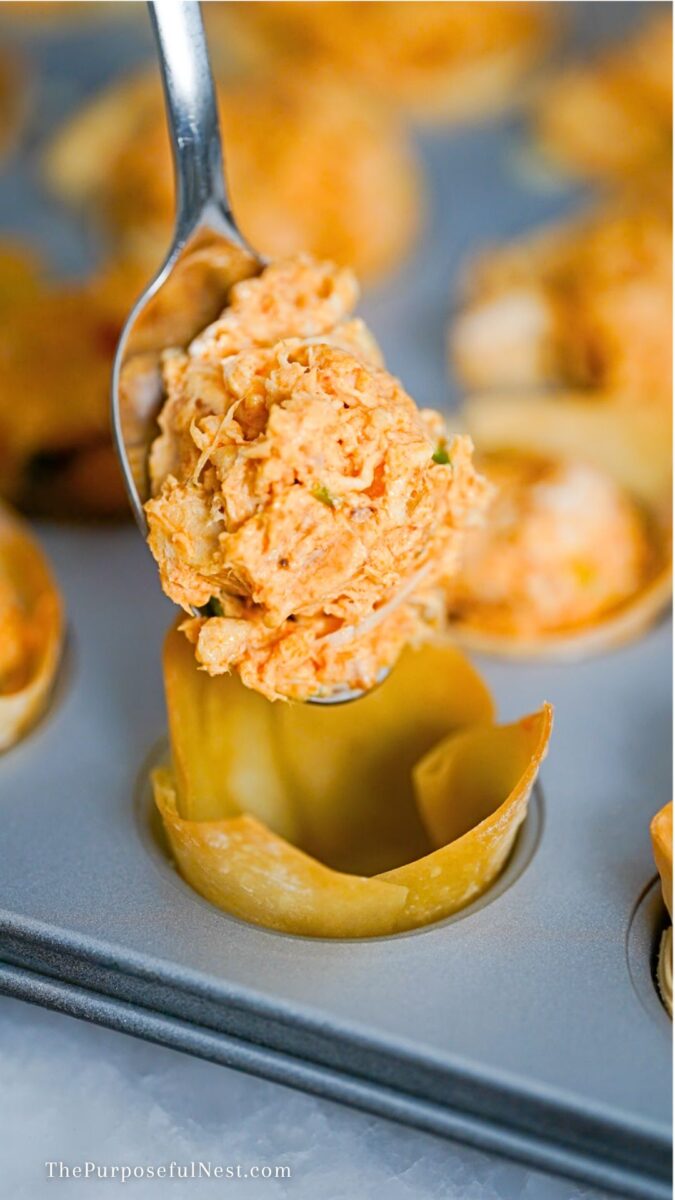Irresistible Buffalo Chicken Wonton Bites - The Purposeful Nest