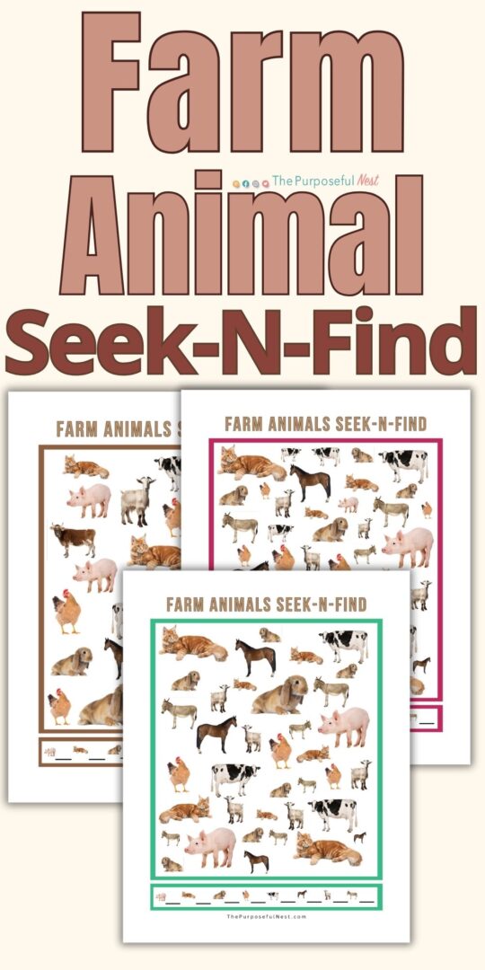 FREE Printable Farm Animal Seek-N-Find (I Spy) - The Purposeful Nest