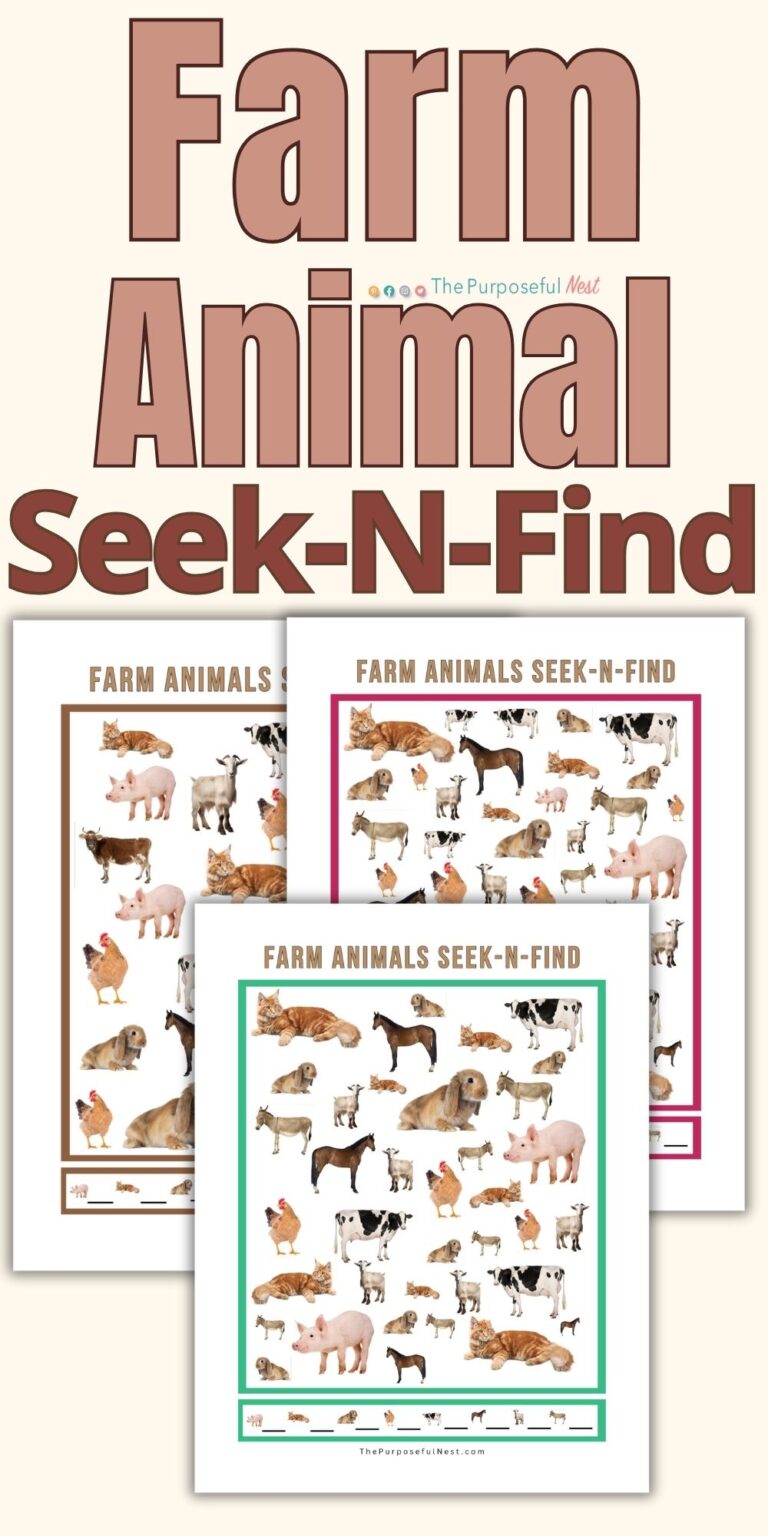 FREE Printable Farm Animal Seek-N-Find (I Spy) - The Purposeful Nest