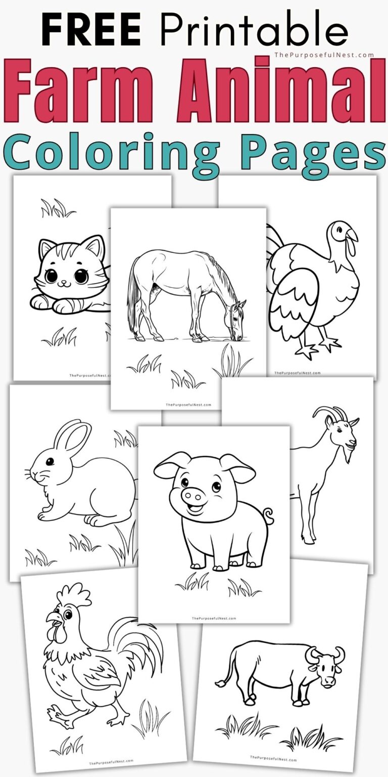 Free Printable Farm Animal Coloring Pages - The Purposeful Nest