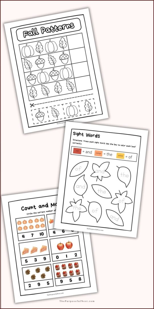 Free Fall Learning Pages - The Purposeful Nest